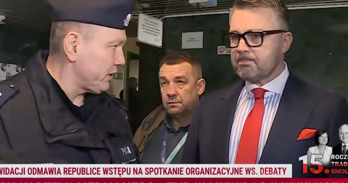 Dziennikarze Telewizji Republika niewpuszczeni do TVP w likwidacji. Awantura na Woronicza